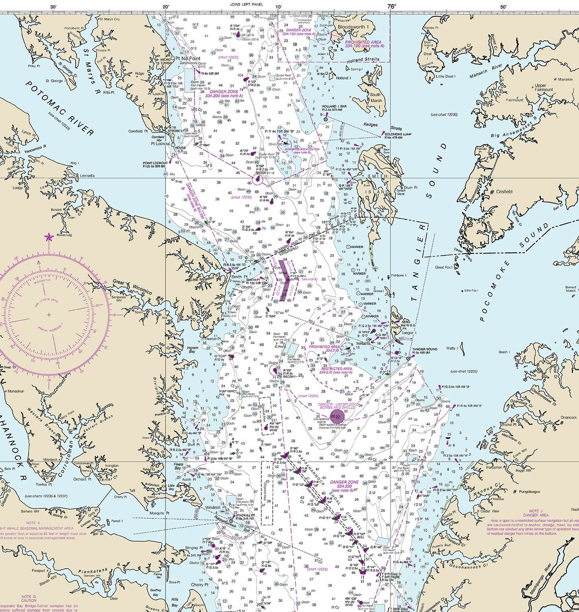 Nautical Charts of Chesapeake Bay. 12280. Maryland Virginia. - Etsy