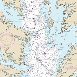 Chesapeake Bay Maryland Virginia Nautical Wall Art Reproduction NOAA ...