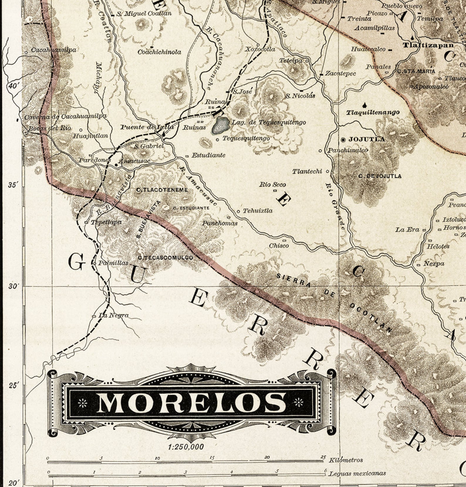 Map of Morelos Mexico 1886. Vintage Home Deco Style Old Wall - Etsy