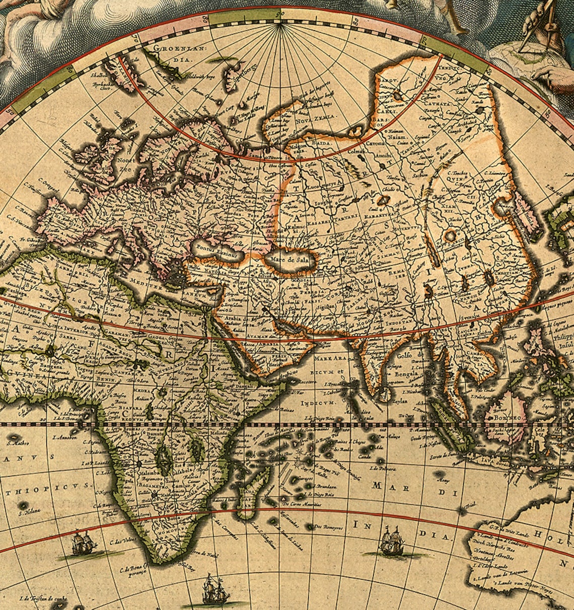 World Map of 1684 by J. Blaeu. Restoration Hardware Home Deco - Etsy