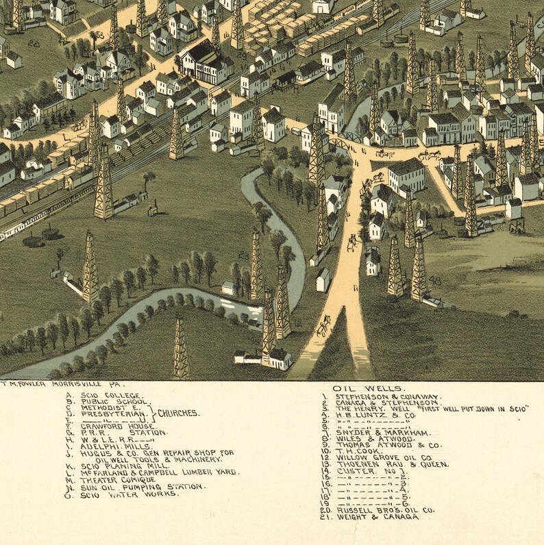 Map of Scio Harrison Co. Ohio. 1899. Home Deco Style Old | Etsy