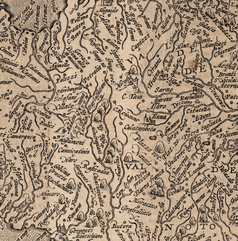 Map of Sicily Italy 1600s. Vintage Home Deco Style Old Wall - Etsy