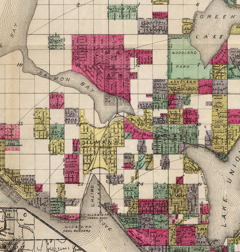 Guide Map of Seattle Washington WA 1890. Restoration - Etsy