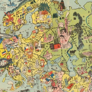 Pictorial Map of the World in Japanese by Sako Shishido (hitome De ...