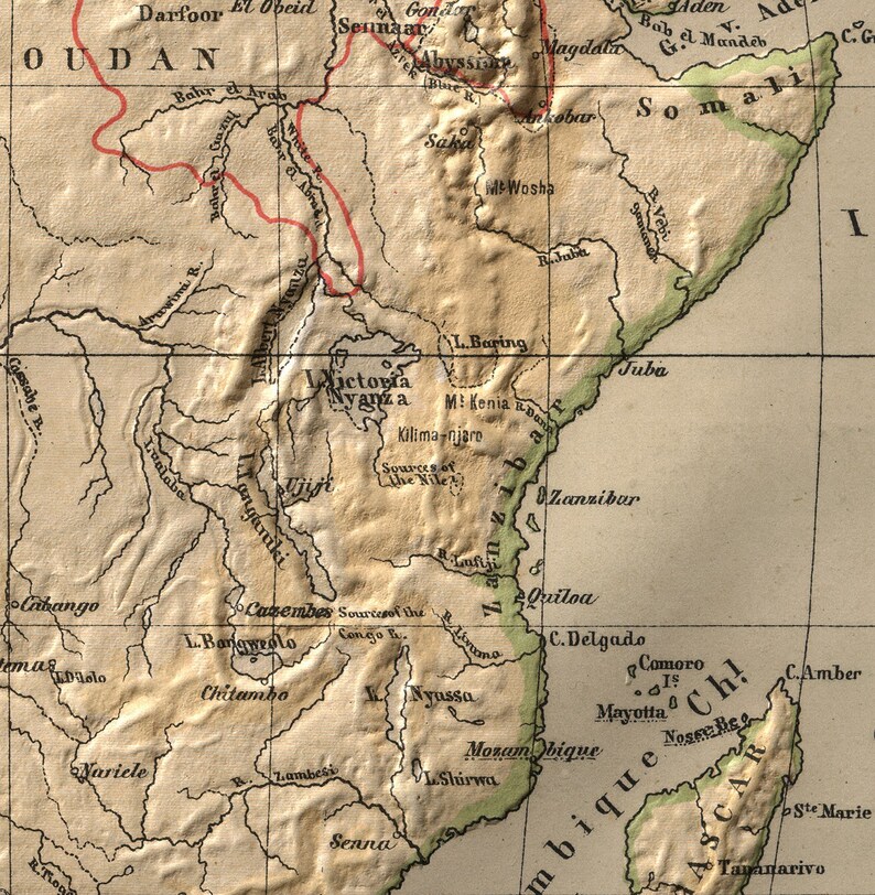 Map of Africa 1880. Vintage Home Deco Style Old Wall - Etsy