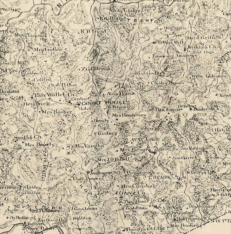Map of Cumberland Co. Virginia Va. 1864. Vintage Restoration - Etsy