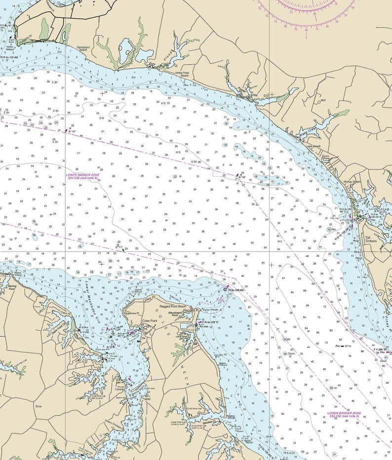 NOAA Nautical Charts of Potomac River Piney Point to Lower - Etsy