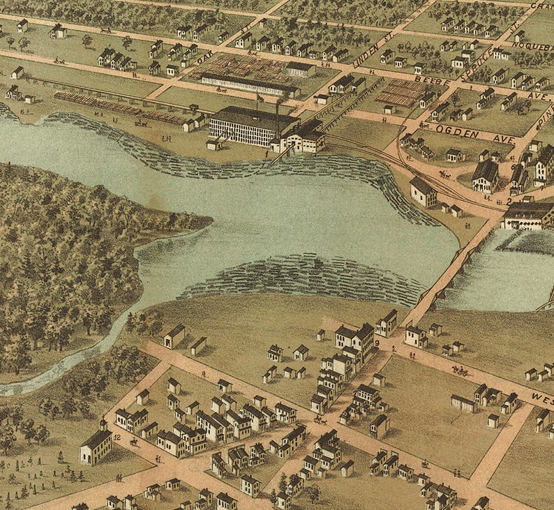 Map of Peshtigo Marinette Co Wisconsin 1871. Restoration - Etsy