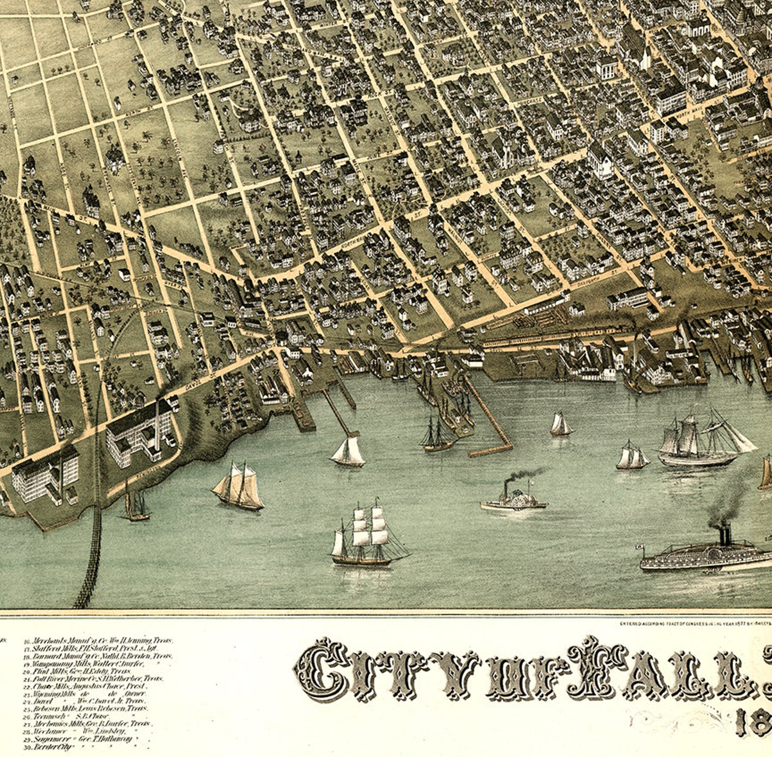 Map of City of Fall River, Bristol Co., Massachusetts, MA, 1877 ...