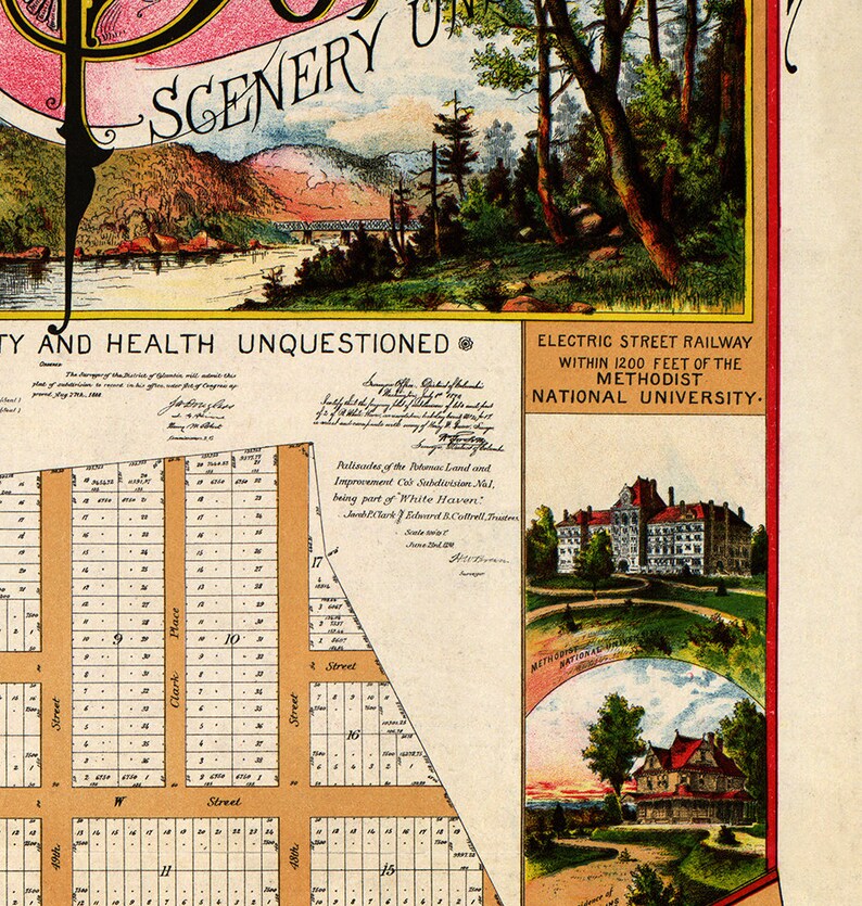 Map of Palisades of the Potomac, Washington DC., 1890. Vintage ...