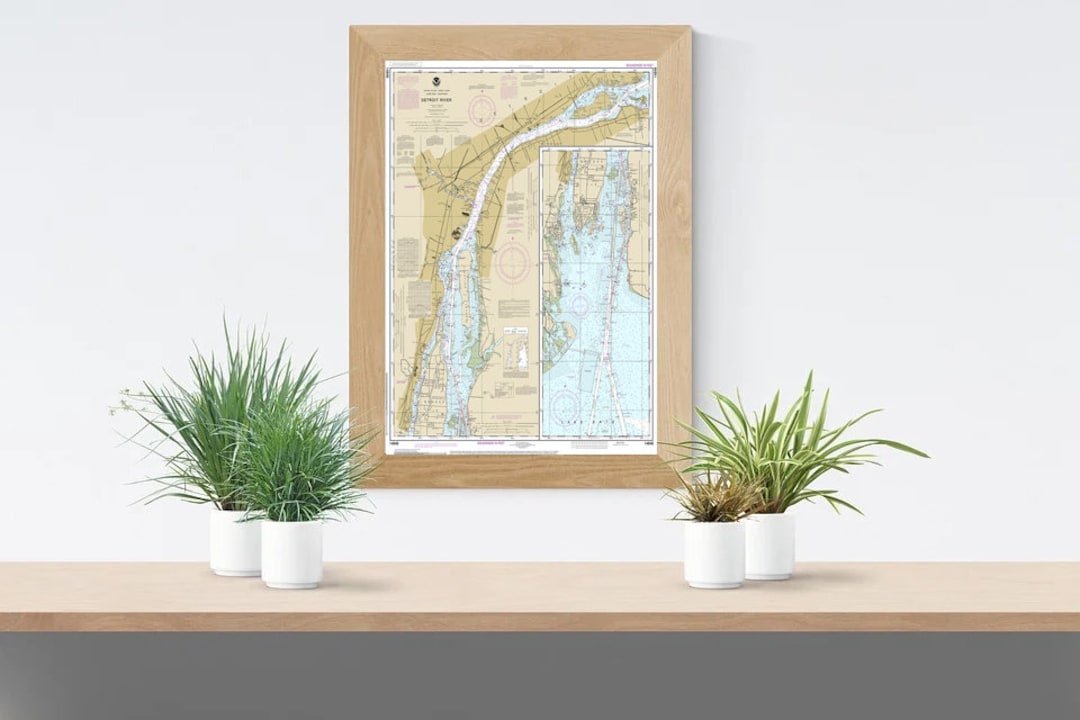 Detroit River Michigan Great Lakes Lake Erie Nautical Wall Art ...