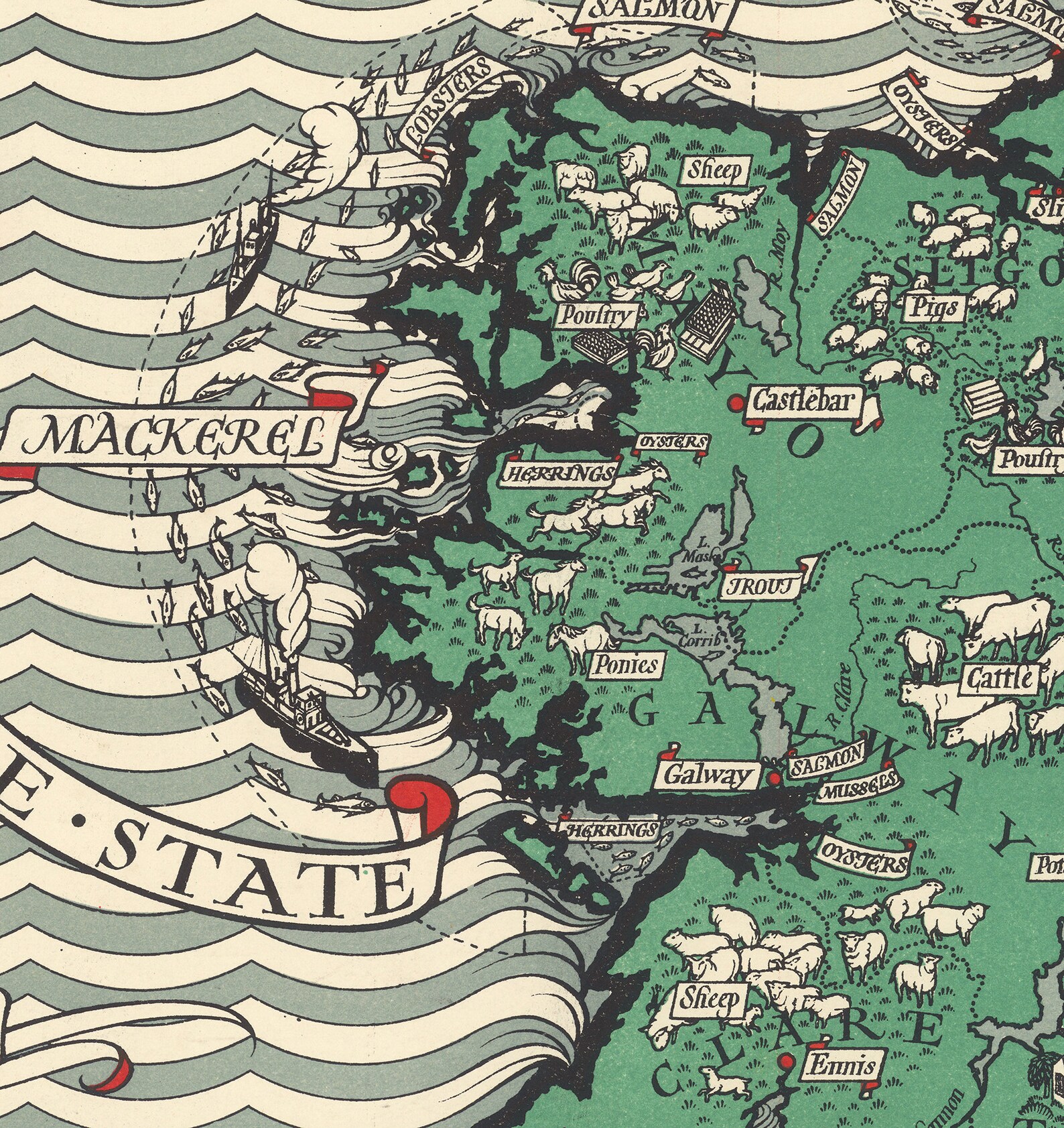 Map of Irish Free State & Northern Ireland and Their | Etsy