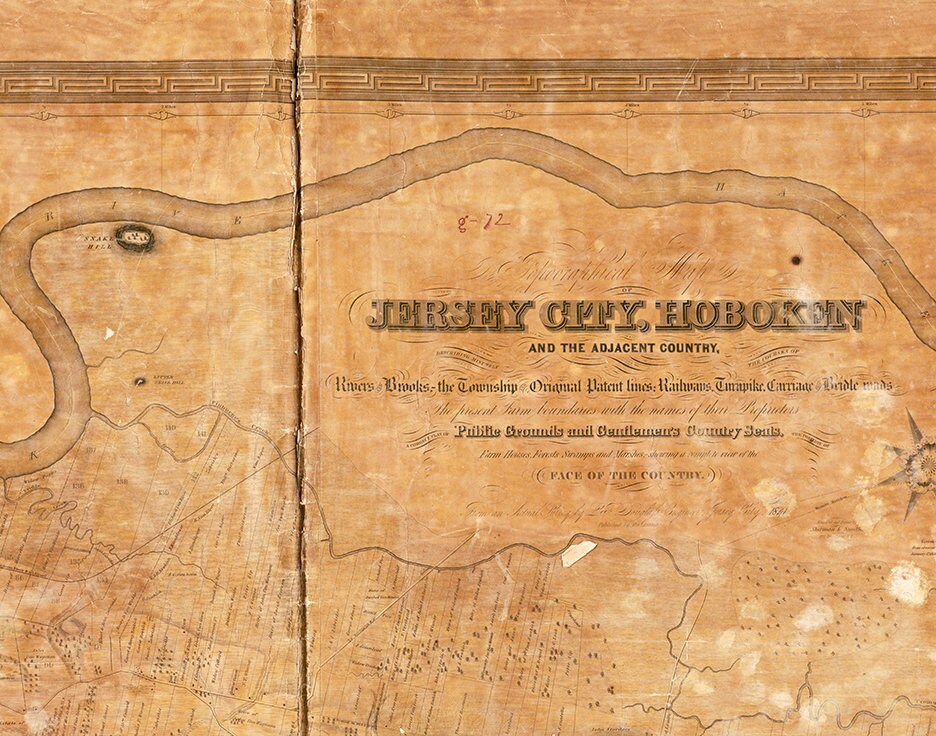 Topographical map of Jersey City Hoboken New Jersey NJ. | Etsy