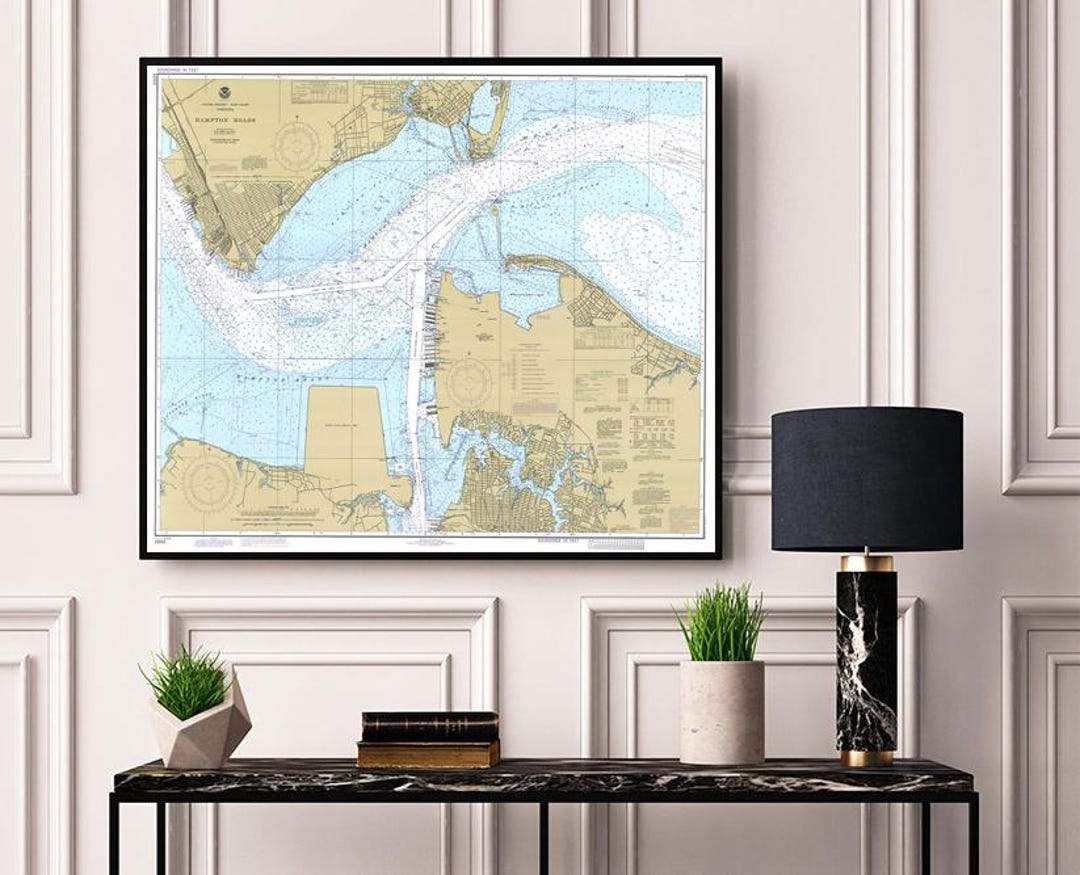 Hampton Roads Virginia Nautical Wall Art Reproduction NOAA 12245 Map ...