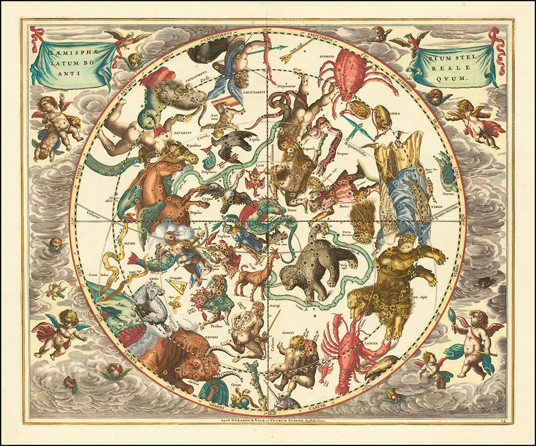 Celestial Chart by Andreas Cellarius - Haemisphaerium Stellatum Boreale ...