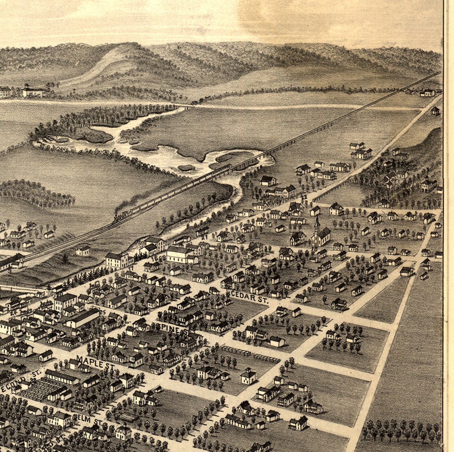 Map of River Falls Pierce County Wisconsin 1880 WI. - Etsy
