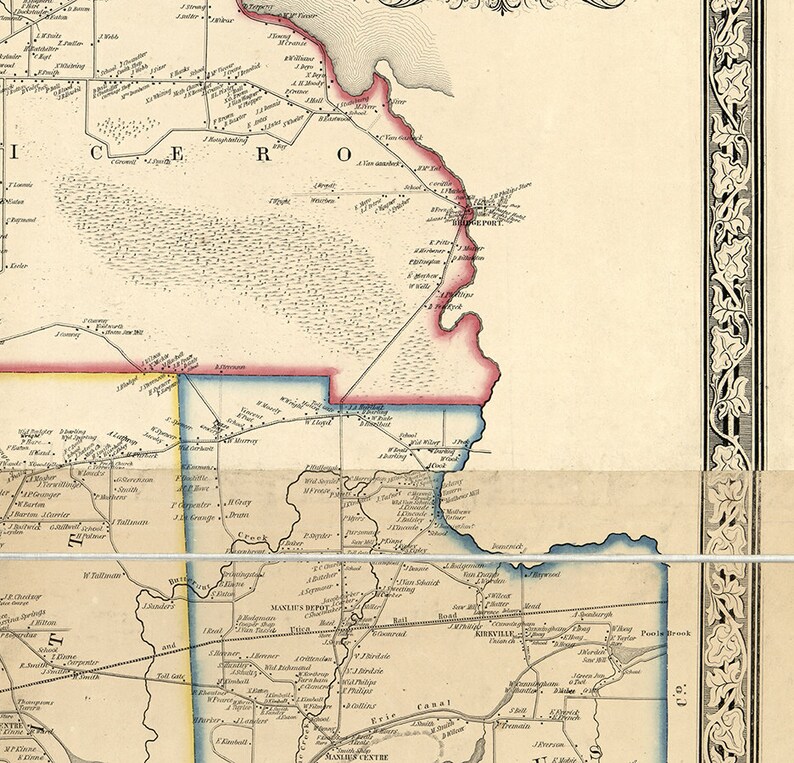 Map of Onondaga County New York NY. 1852. Vintage | Etsy