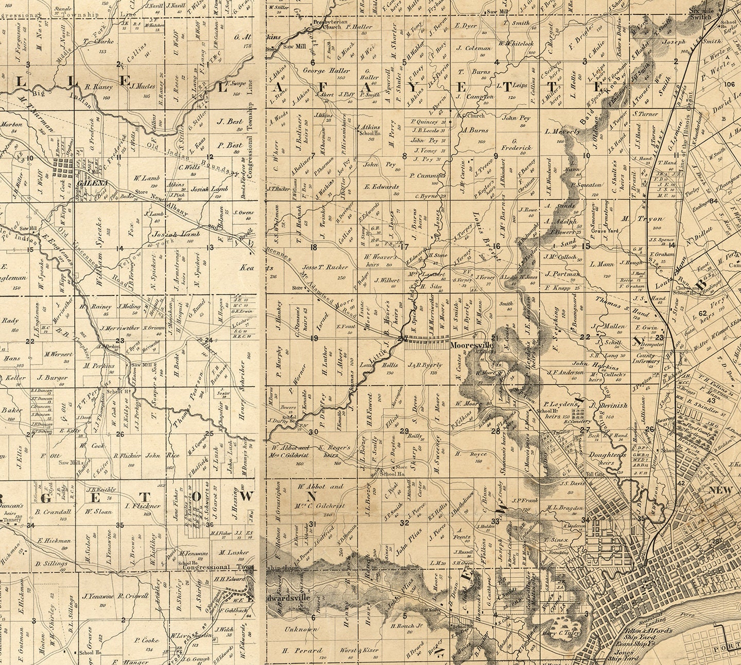 Map of Floyd County, Indiana. 1882. Vintage Restoration Hardware Home ...