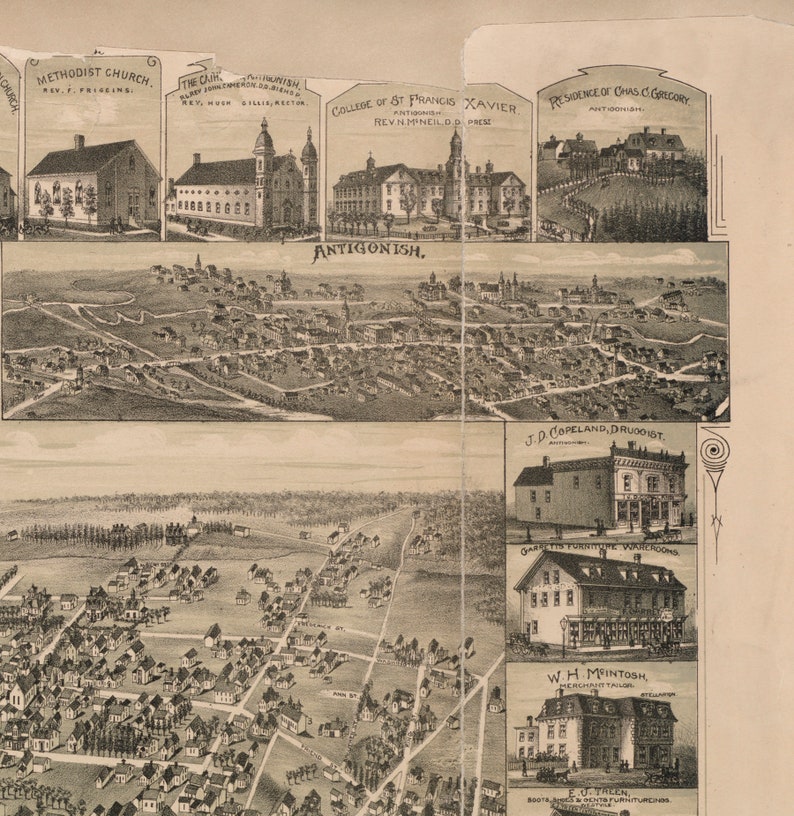 Map of New Glasgow Nova Scotia Canada. 1889. Vintage Home - Etsy