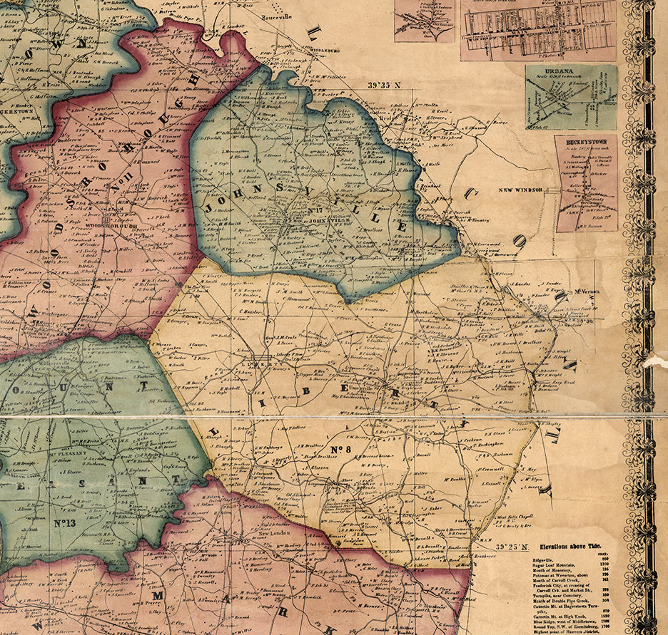 Map of Frederick County Maryland MD. 1858. Vintage - Etsy