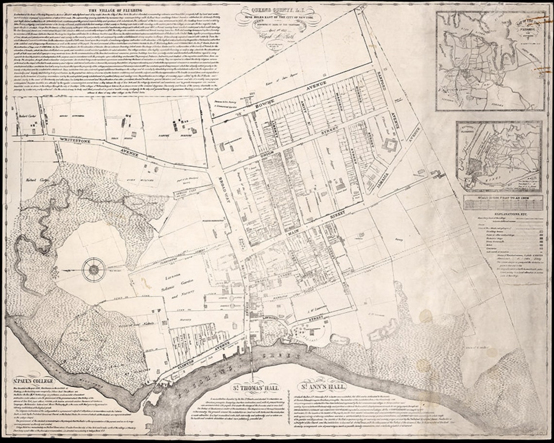 Map of Flushing Queens Borough Long Island New York NY | Etsy
