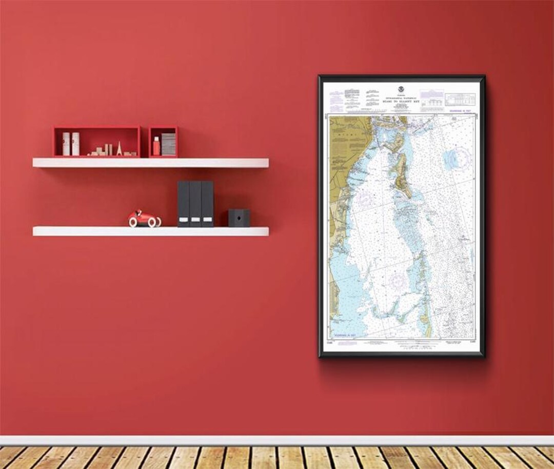 Miami to Elliott Key Florida Nautical Wall Art Reproduction NOAA 11465 ...