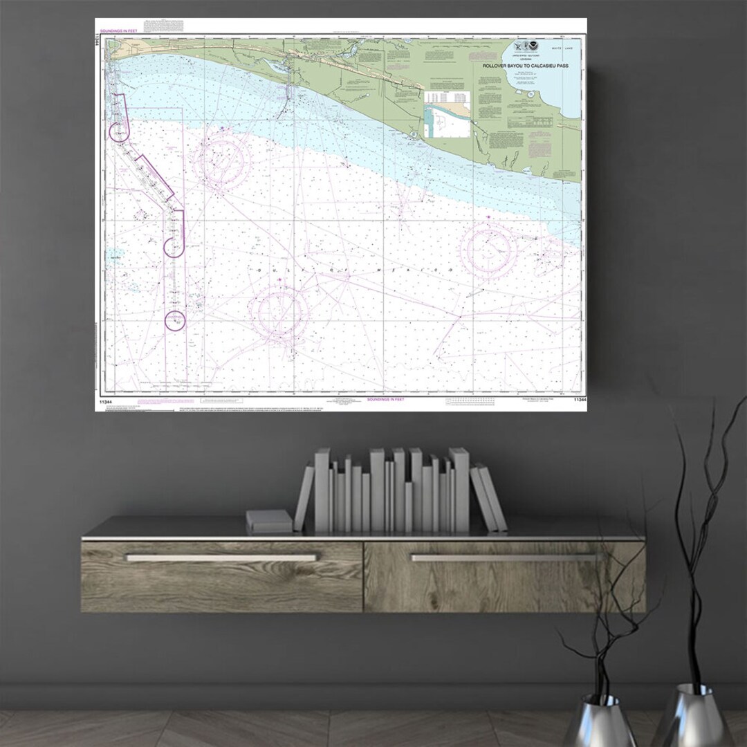 Rollover Bayou to Calcasieu Pass Louisiana Nautical Wall Art ...