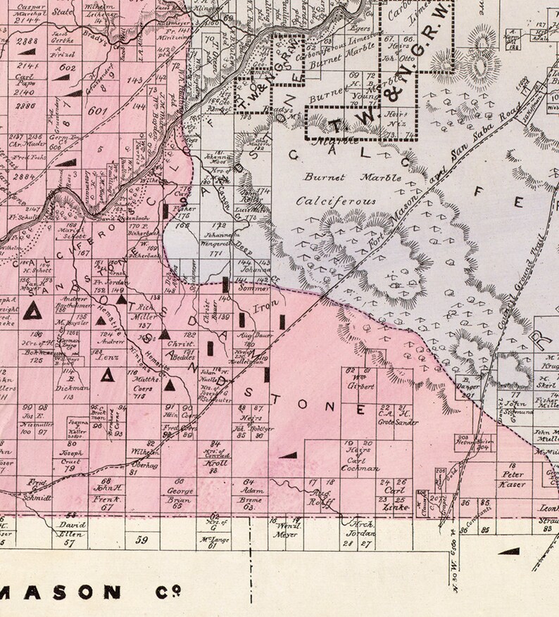 Map of San Saba County Texas TX ... 1876. Vintage | Etsy
