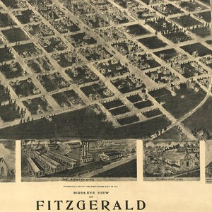 Map of Fitzgerald, Georgia. Ben Hill County 1908. Vintage Restoration ...