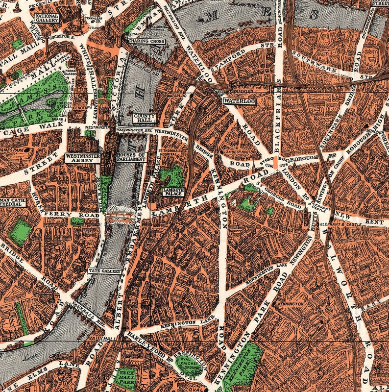 Pictorial Map of London England U.K. 1925. Vintage | Etsy