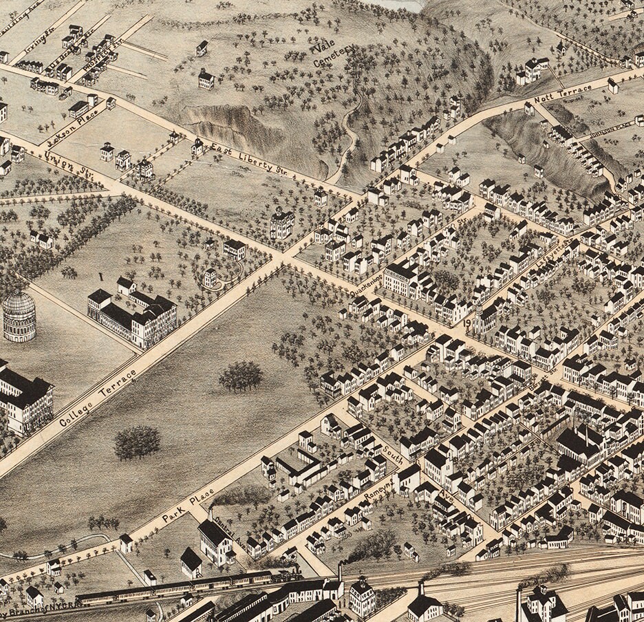 Map of Schenectady, New York, NY. 1882. Vintage Restoration Hardware ...