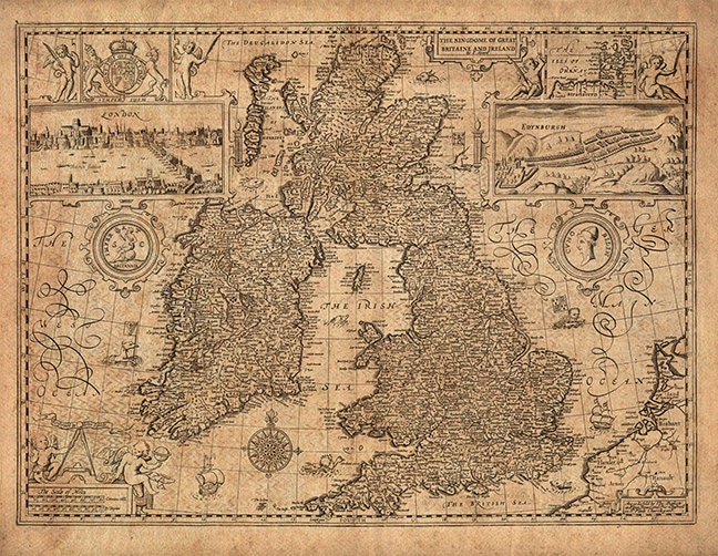 Map of The Kingdom of Great Britain and Ireland 1676. | Etsy