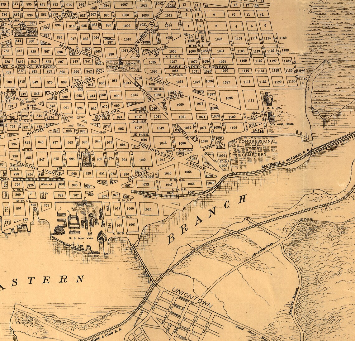 Map of Washington DC and Suburbs. 1886. Vintage Home Deco - Etsy