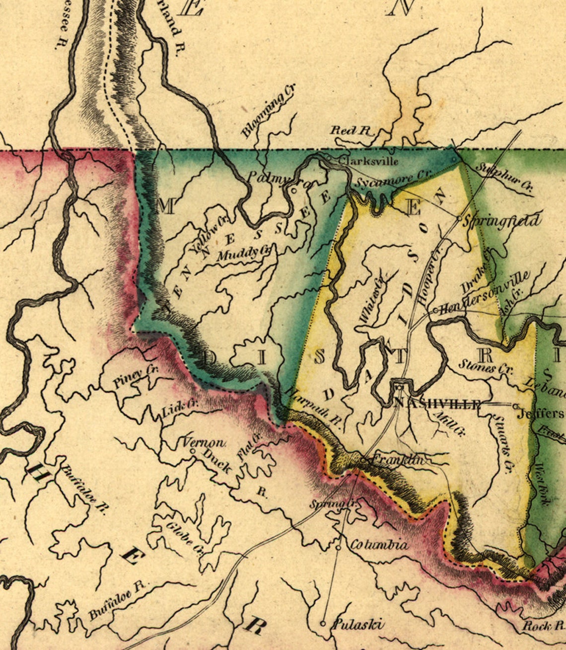 Map of Tennessee, 1817. Restoration Hardware Home Deco Style Old Wall ...