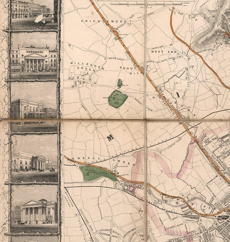 Historic London Map England U.K. 1851. Restoration Hardware | Etsy
