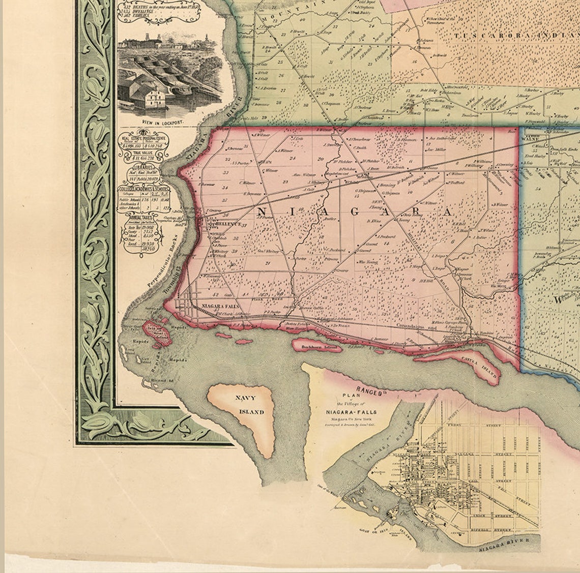 Map of Niagara County New York. N.Y. 1852. Vintage - Etsy