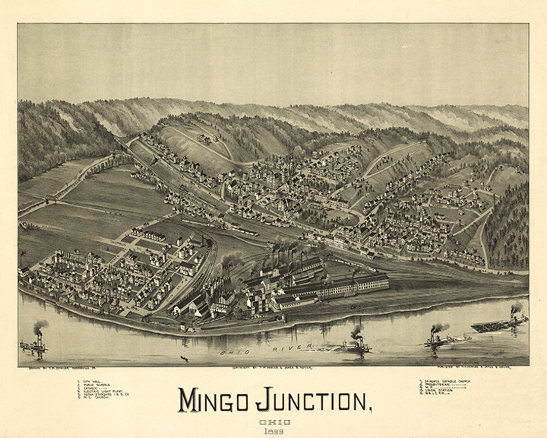 Map of Mingo Junction, Jefferson County, Ohio OH, 1899. Restoration ...