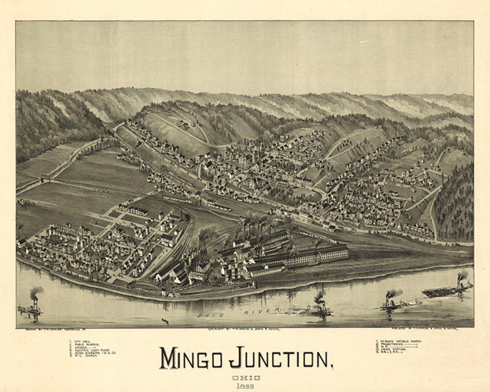 Map of Mingo Junction, Jefferson County, Ohio OH, 1899. Restoration ...