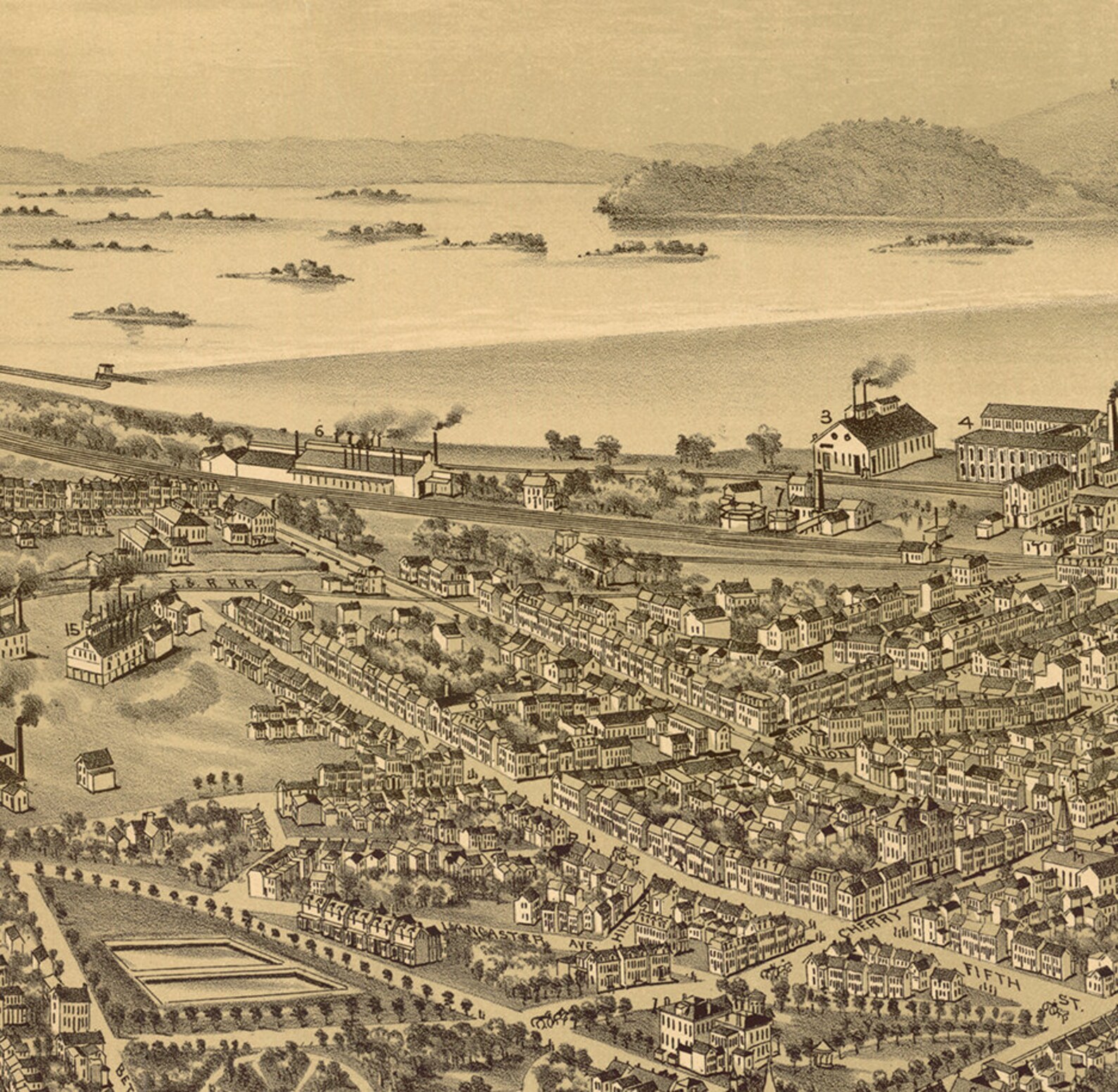 Map of Columbia Lancaster County Pennsylvania PA 1894. | Etsy