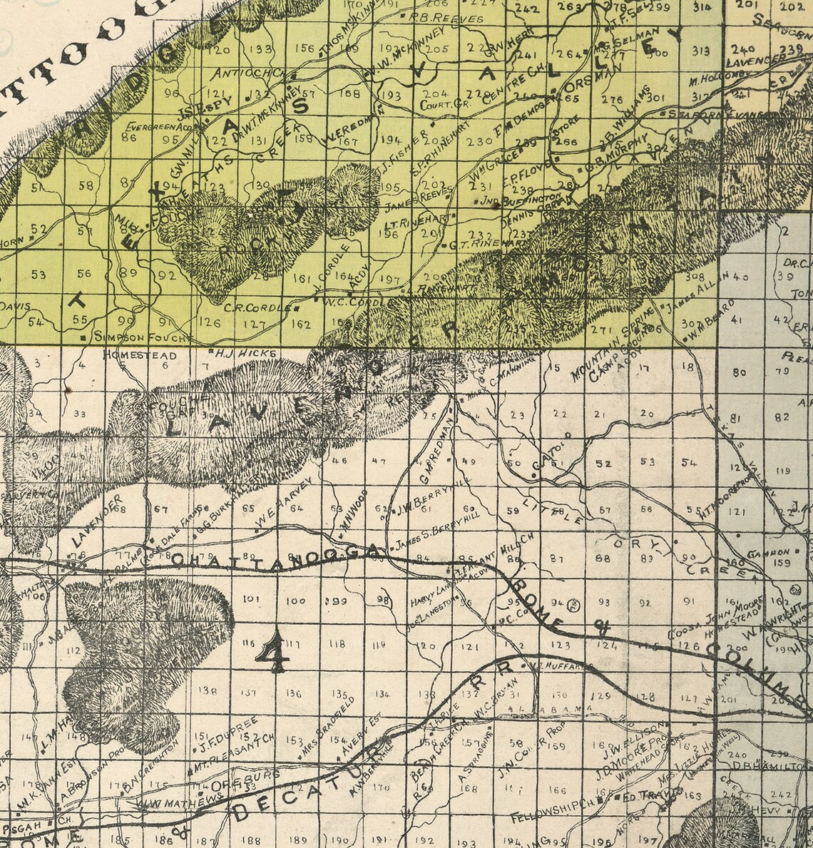 Map of Floyd County Georgia. 1895. Vintage restoration | Etsy
