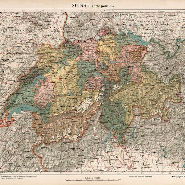 Old Map Switzerland - Etsy