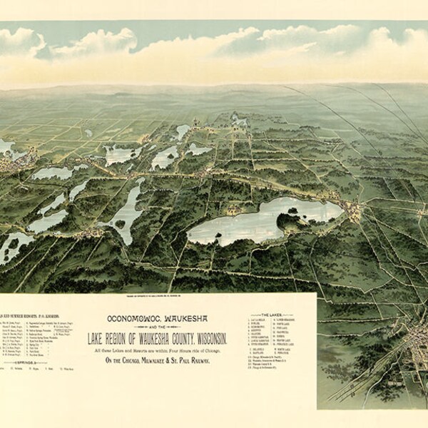 Lake Country Wisconsin Map - Etsy