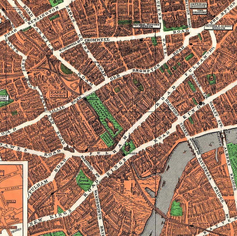 Pictorial Map of London England U.K. 1925. Vintage | Etsy