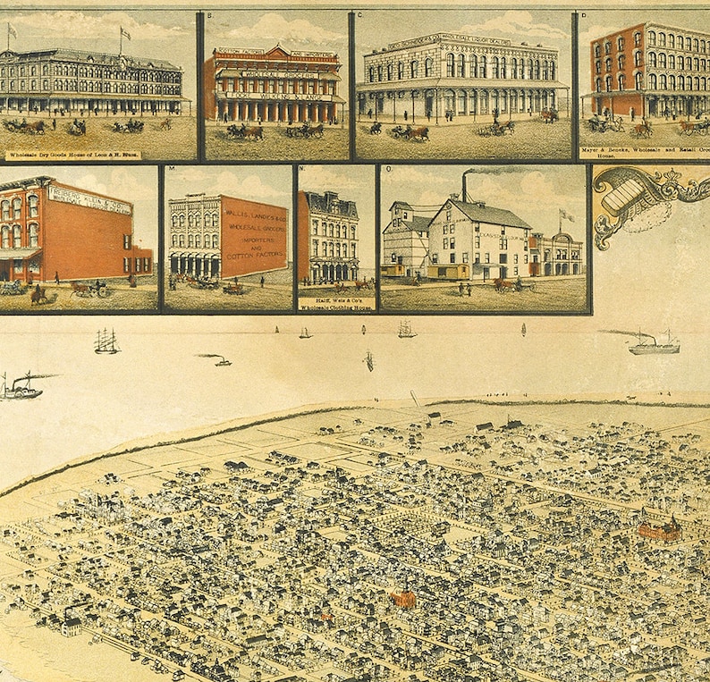 Map of the Galveston, Texas 1891. Vintage Restoration Hardware Home ...