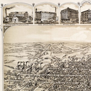 Map of Springfield, Clark Co., Ohio OH 1884. Vintage Restoration ...