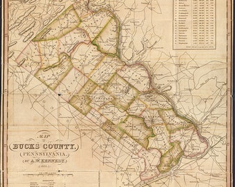 1891 Map of New Britain Township Bucks County Pennsylvania - Etsy