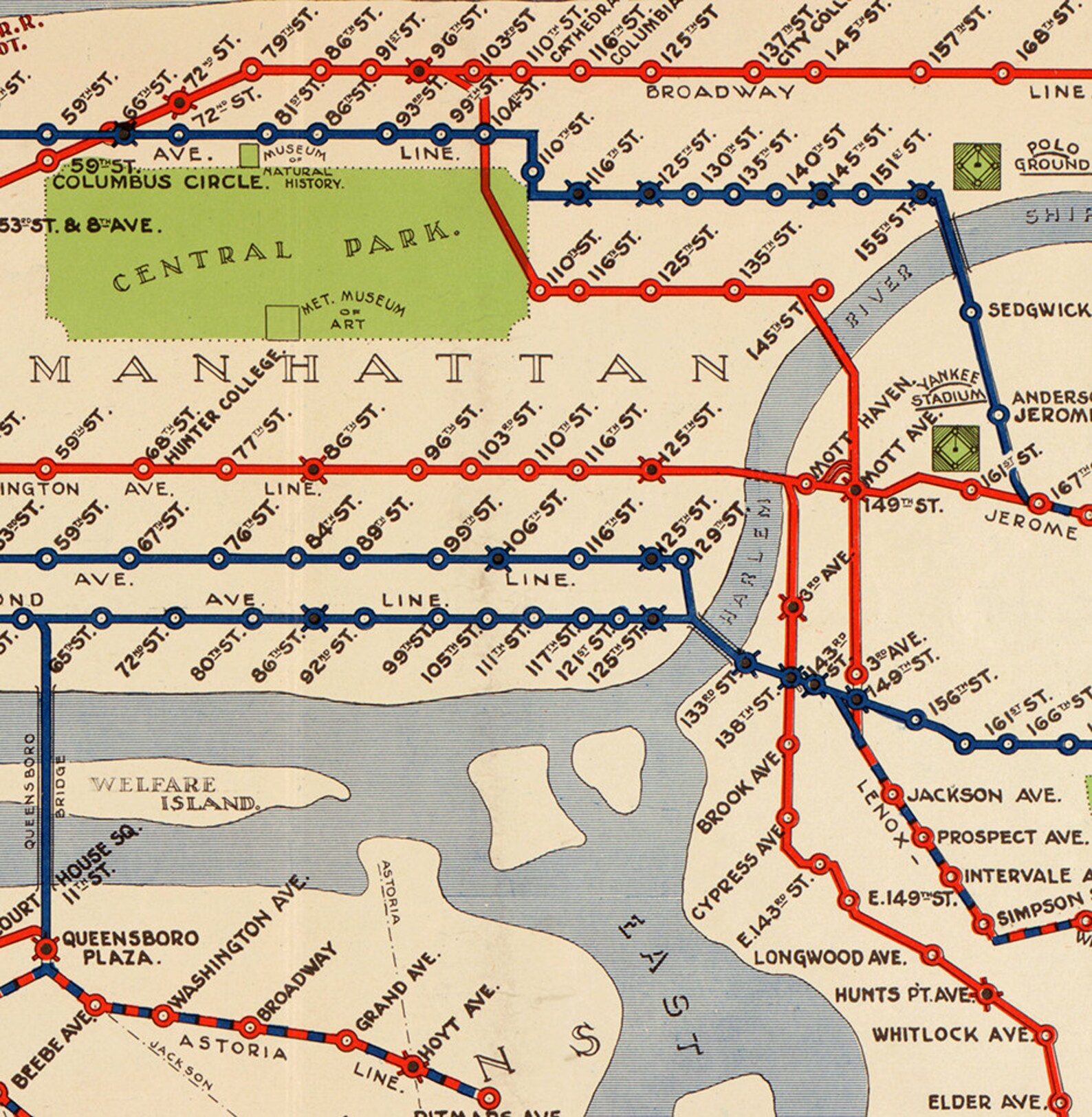 Routes of the Interborough Rapid Transit Company, Manhattan, New York ...