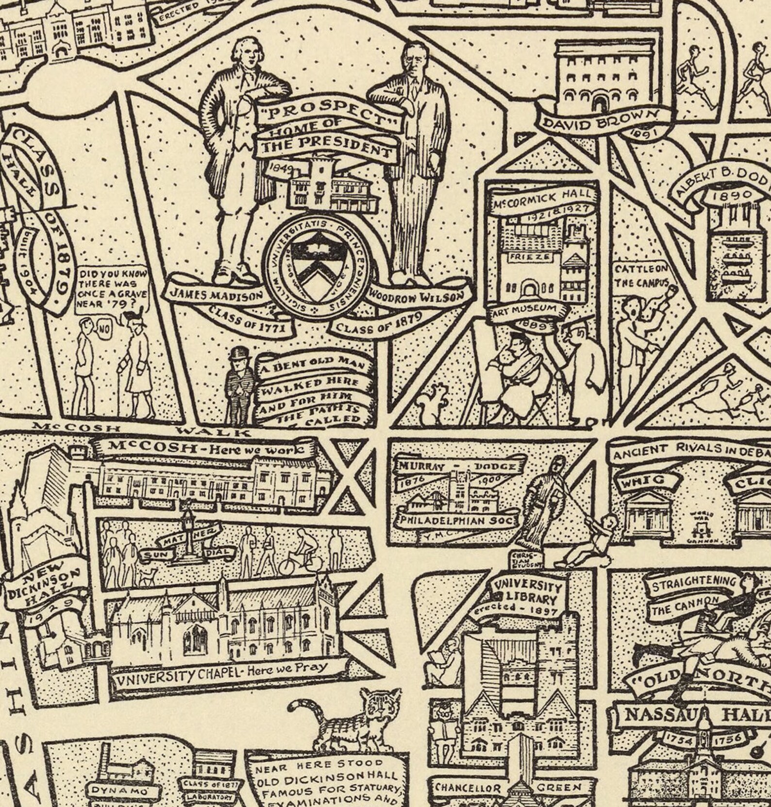 Map of Princeton University. Vintage Restoration Hardware Home | Etsy