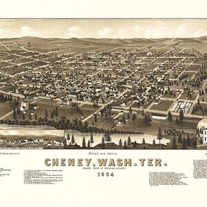 Map of Cheney, Spokane County, Washington, WT, 1884. Restoration ...