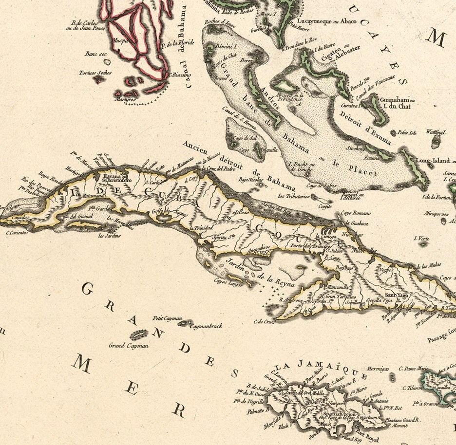 Map of the the West Indian Islands west Indies. 1750. - Etsy